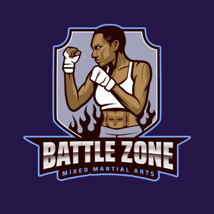 Placeit - MMA Sports Logo Maker Featuring a Female Fighter Graphic