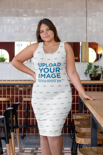 Placeit - Plus Size Racerback Dress Mockup Featuring a Woman at a ...