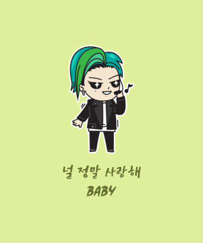 Placeit - Illustrated T-Shirt Design Maker Featuring a Cool K-Pop ...