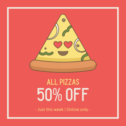 Placeit - Facebook Post Maker Featuring a Pizza Slice with Heart Eyes
