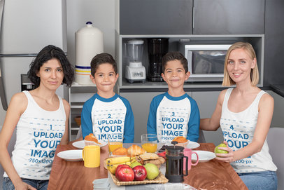 Placeit - Tank Top Mockup of a Two-Mom Family with Twins Wearing Raglan ...