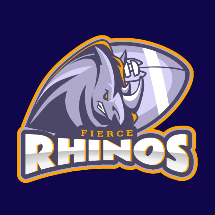 Placeit - Football Logo Template Featuring an Aggressive Rhino Illustration