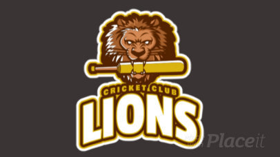 Placeit - Animated Cricket Logo Maker Featuring a Fierce Lion Mascot