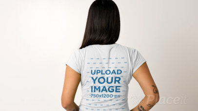 Placeit - Back View T-Shirt Video Featuring a Long-Haired Woman Posing ...