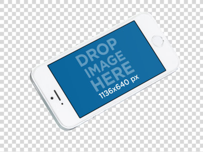 Placeit - White iPhone SE Mockup Floating in Angled Landscape Position