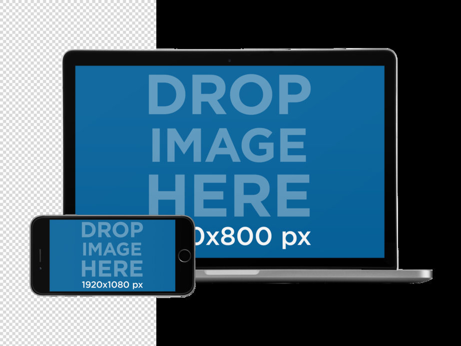 Placeit - iPhone in Landscape Position with MacBook Pro Mockup