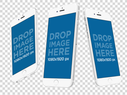Placeit - White iPhones Floating in Angled Position Over a Null ...