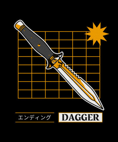 Placeit - T-Shirt Design Template with a Japanese Dagger Clipart