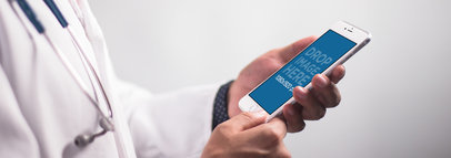 Placeit - iPhone 6 Plus Mockup Featuring a Doctor Holding an iPhone in ...