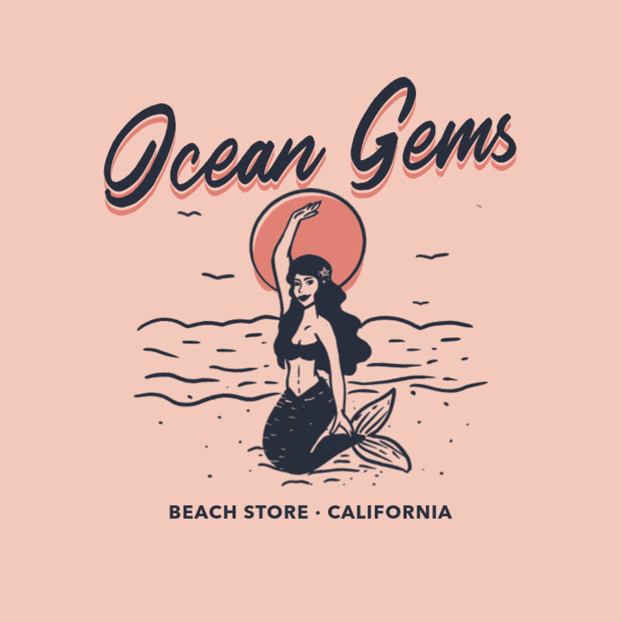 Placeit - Beach Store Logo Maker with a Vintage Mermaid Graphic