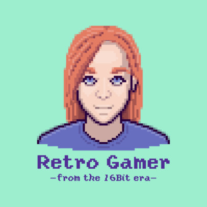 Placeit - Gaming Logo Creator with a 16-bit Female Avatar