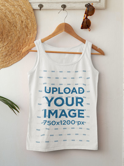 Placeit - Mockup of a Customizable Women's Tank Top Hanging by Summer ...