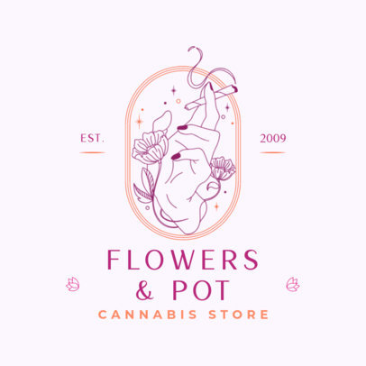 Placeit - Cannabis Store Logo Maker Featuring a Hand with Flowers ...