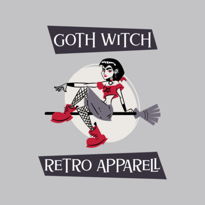 Placeit - Retro Apparel Logo Template with a Goth Witch Cartoon