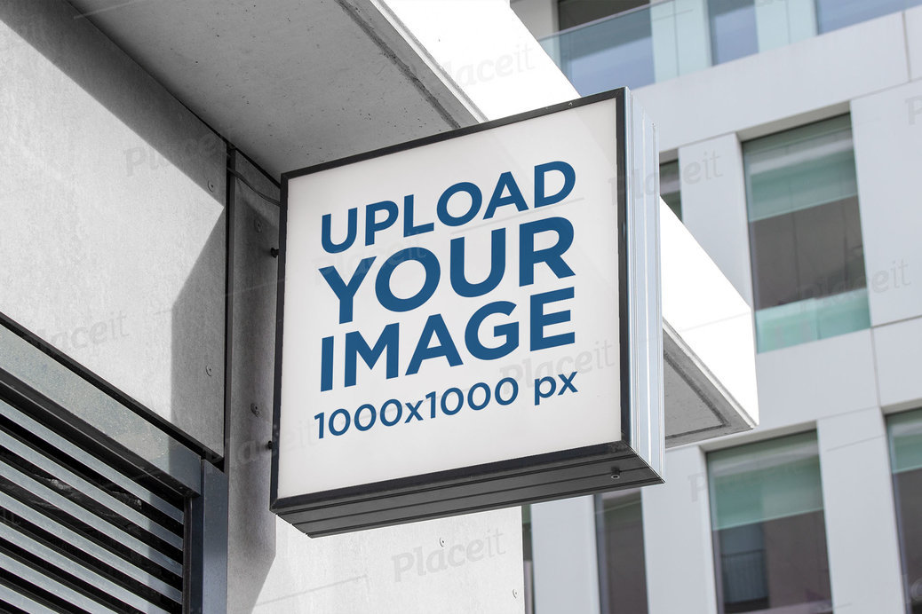 Placeit - Mockup of a Square Sign Placed Outside a Store