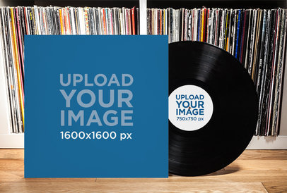 Placeit - Mockup of a Vinyl Record and Its Cover