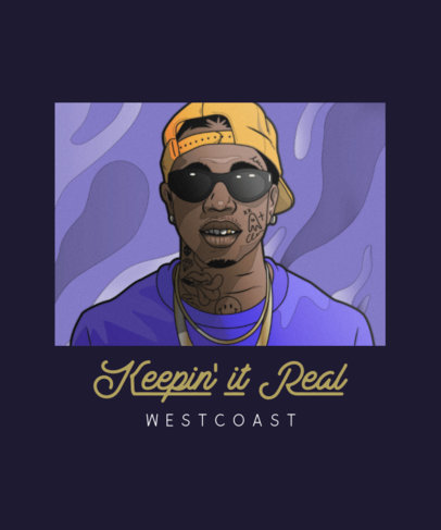 Placeit - T-Shirt Design Creator with a West Coast Rapper Graphic