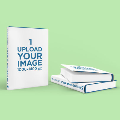 Placeit - Mockup Featuring Three Hardcover Books Against a Colored Backdrop