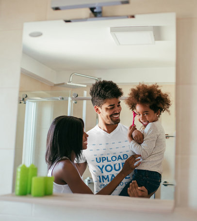 Placeit - T-Shirt Mockup of a Man Enjoying His Morning Routine with His ...