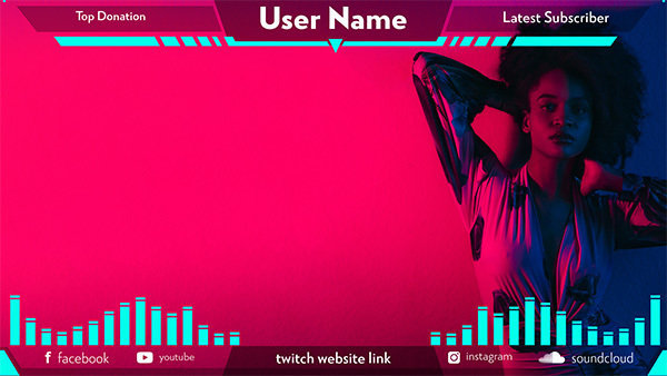 Placeit - Twitch Overlay Maker for a Music Channel Featuring Bright ...