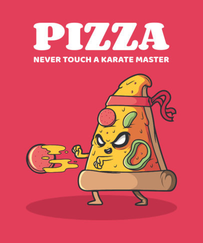 Placeit - T-Shirt Design Maker Featuring a Karate Pizza