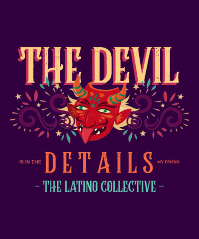 Placeit - Colorful T-Shirt Design Creator Featuring a Latin Devil Mask ...