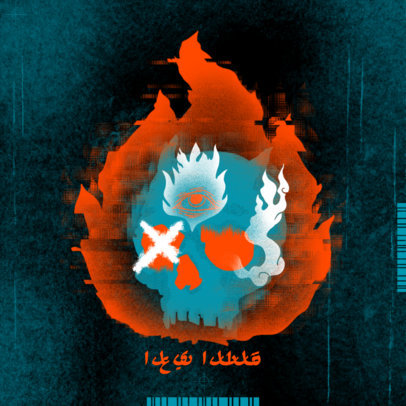Placeit - Trap-Metal Album Cover Creator with a Flaming Skull Graphic