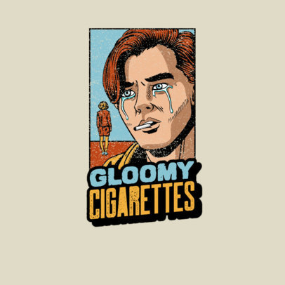 Placeit - Comic-Inspired Logo Maker Featuring a Sad Man Illustration