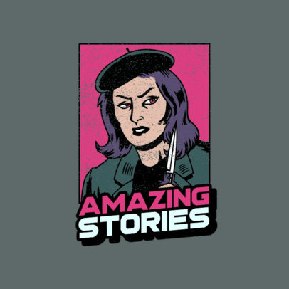 Placeit - Online Logo Template with a Vintage Illustration of a Female Spy