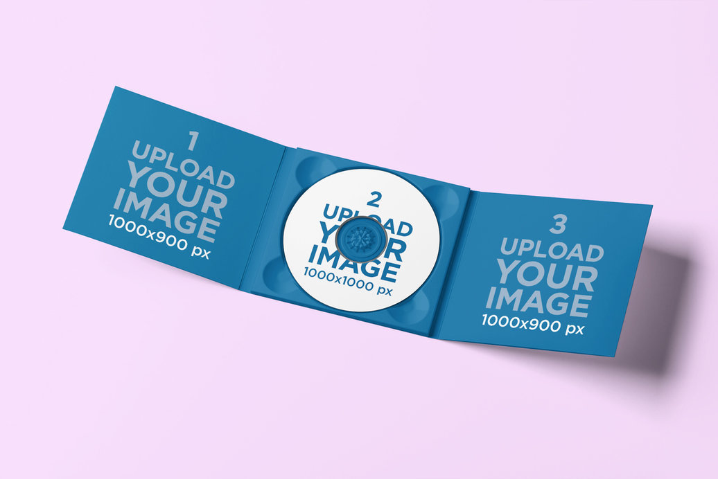 Placeit - Mockup Featuring an Open Digipak and a CD