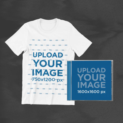 Placeit - T-Shirt Mockup Featuring a CD Jewel Case