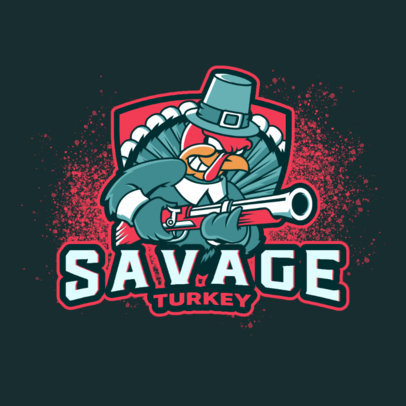 Placeit - Gaming Logo Maker Featuring a Savage Turkey with a Rifle