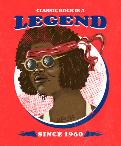 Placeit - Vintage T-Shirt Design Creator with a Classic Rock Legend ...