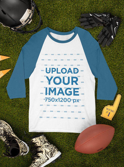 Placeit - Mockup of a Raglan 3/4 Sleeve Tee Surrounded by Football ...