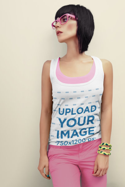 Placeit - Tank Top Mockup of a Woman with an Eccentric Style