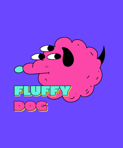 Placeit - Silly T-Shirt Design Template Featuring a Fluffy Three-Eyed Dog