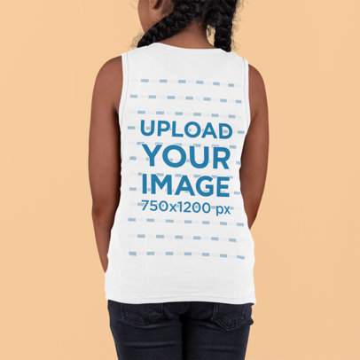 Placeit - Back-View Tank Top Mockup Featuring a Girl