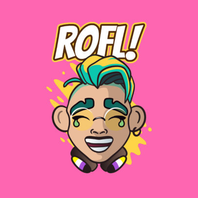 Placeit - Twitch Emote Logo Maker Featuring a Laughing Non-Binary Character