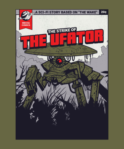 Placeit - Illustrated T-Shirt Design Generator Featuring an Alien Robot