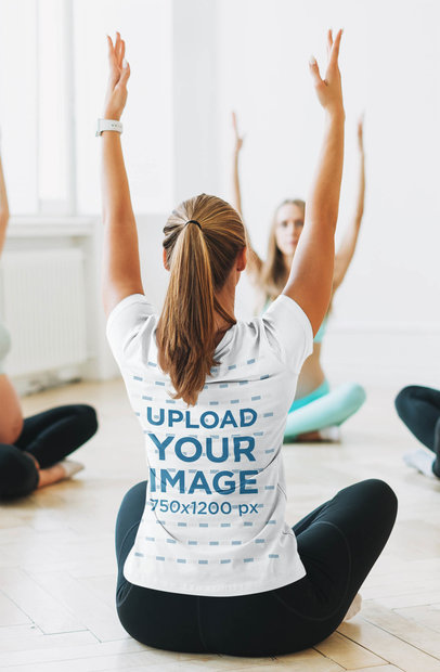Placeit - Back-View Mockup of a Yoga Teacher Wearing a T-Shirt