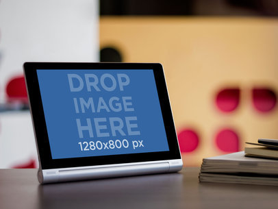 Placeit - Mockup of an Android Tablet Placed in Landscape Position over ...