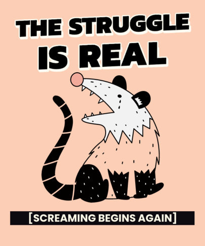 Placeit - Funny T-Shirt Design Generator Featuring a Stressed Possum ...