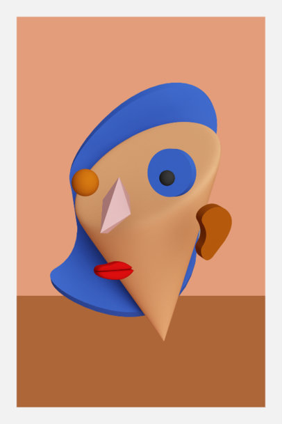 Placeit - 3D Art Print Design Template with an Abstract Face