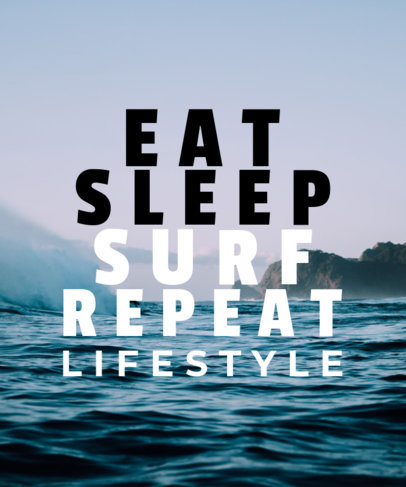 Placeit - Surf-Themed T-Shirt Design Template Featuring a Cool Quote