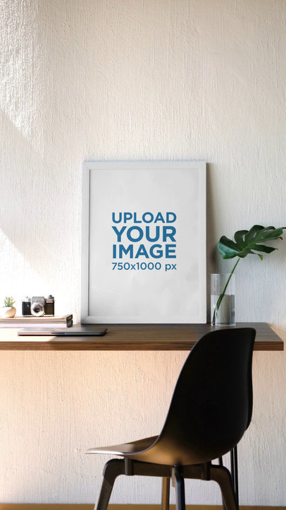 Placeit - Art Print Video Featuring a Nice Desk With a Plant and an Old ...