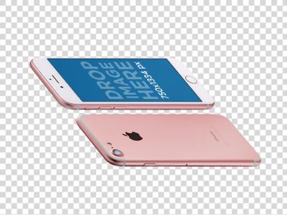 Placeit - Transparent Mockup of Two Rose Gold iPhones Floating Angled ...